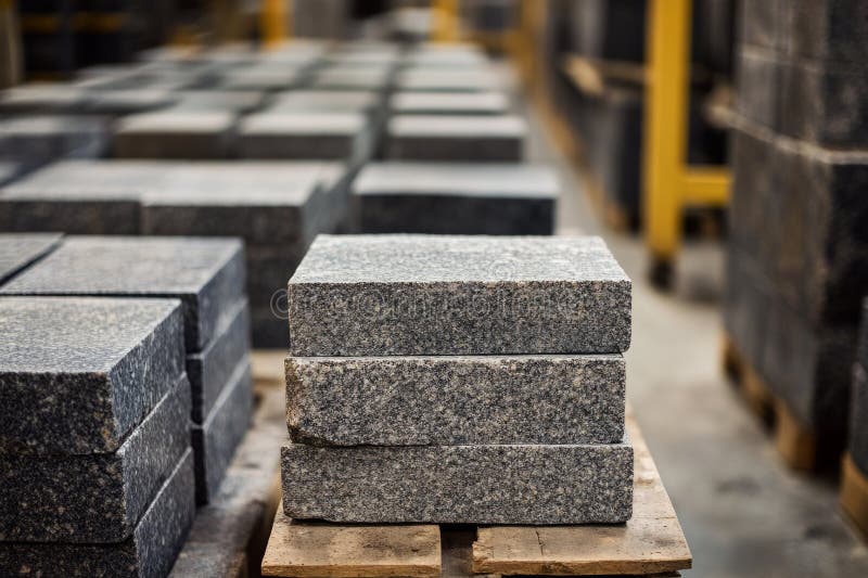 Granite Tiles Stacked on Wooden Pallet in Warehouse, Ready for ...