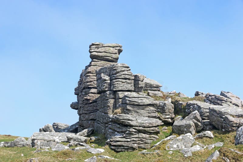 Granite Tor on Dartmoor, Devon Stock Image - Image of rocky, grass ...