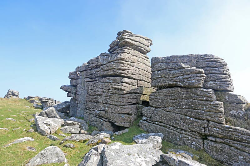 Granite Tor on Dartmoor, Devon Stock Image - Image of clouds, stones ...