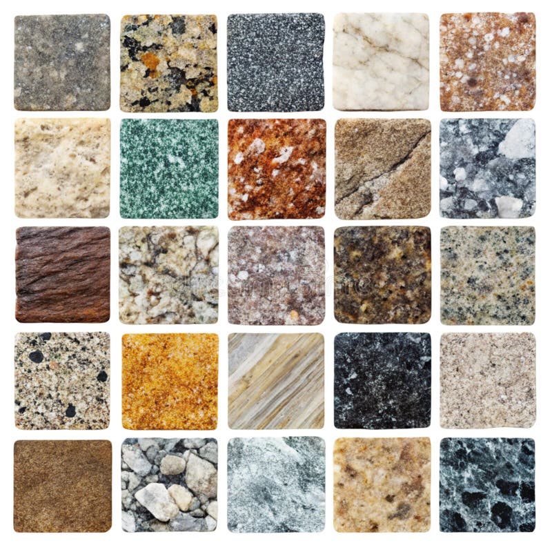 Granite Variations Isolated on White Background Stock Illustration ...