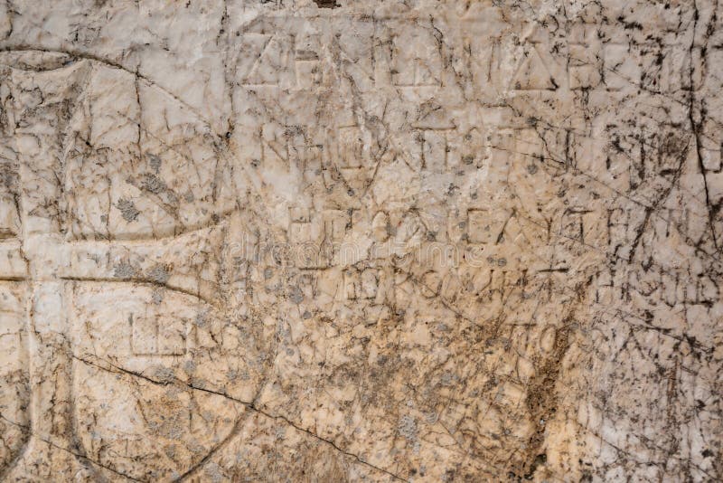 Granite Wall with Old Inscriptions Texture Stock Photo - Image of ...