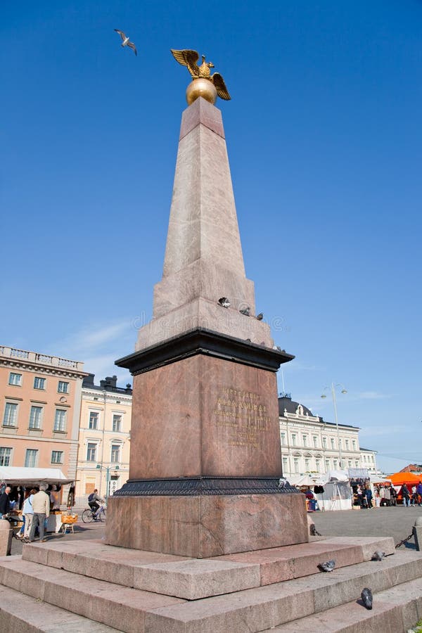 Stone Obelisk on Market Square in Helsinki Editorial Photography ...