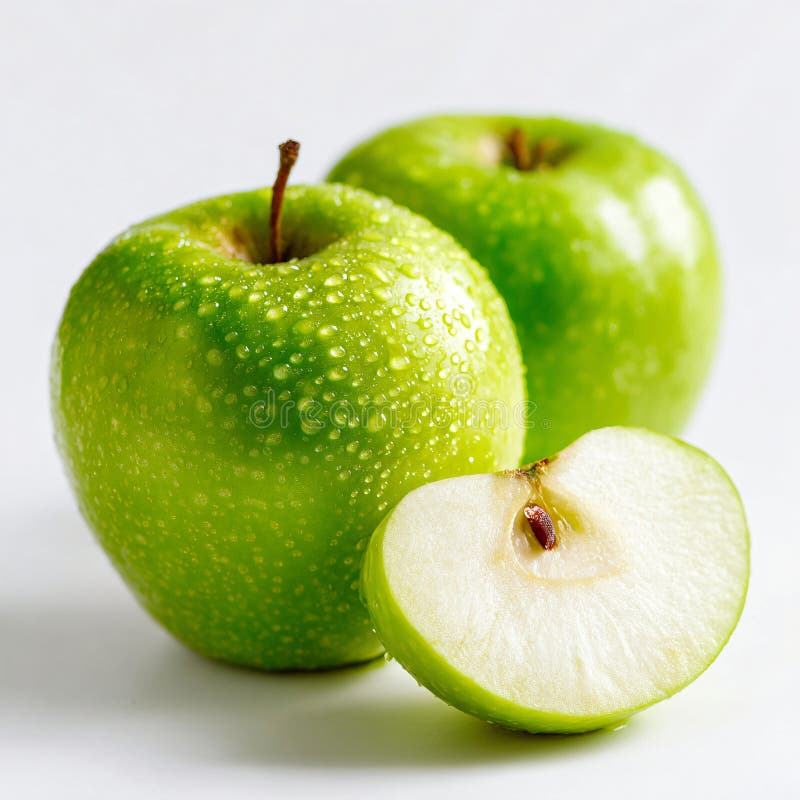Granny Smith Apple and Apple Slice Stock Illustration - Illustration of ...