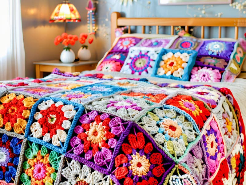 Granny Square Crochet Art stock illustration. Illustration of handcraft ...