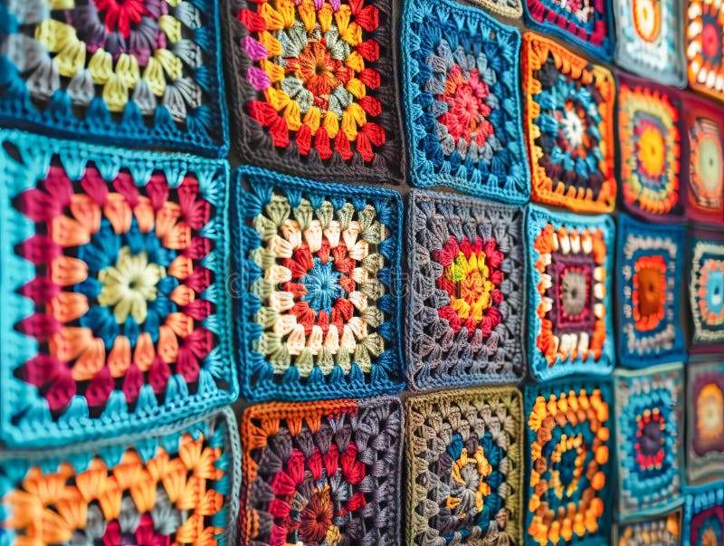 Granny Square Crochet Art stock illustration. Illustration of design ...