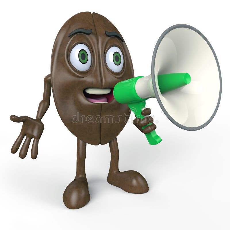 Grano De Café Con El Megáfono Stock de ilustración - Ilustración de ...