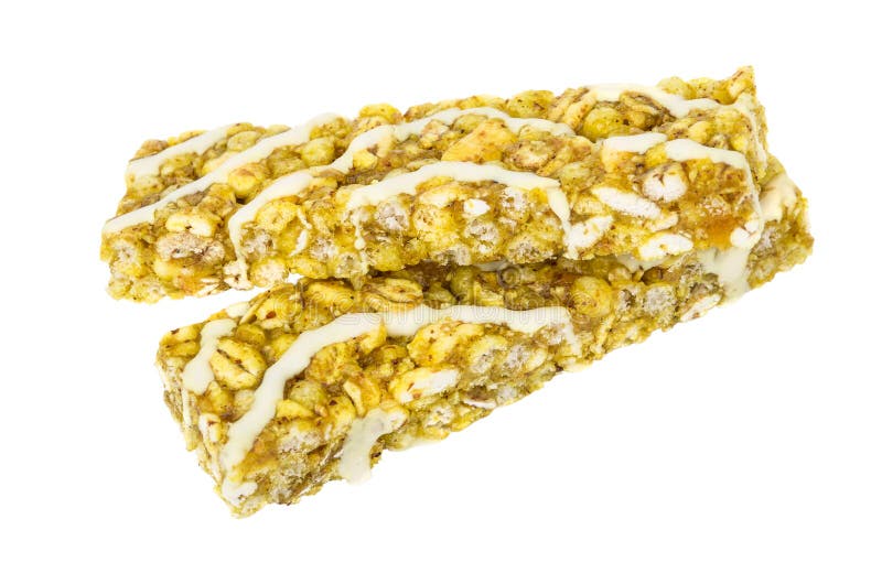 Granola Bars with Cereals and Orange Isolated on White Stock Photo ...