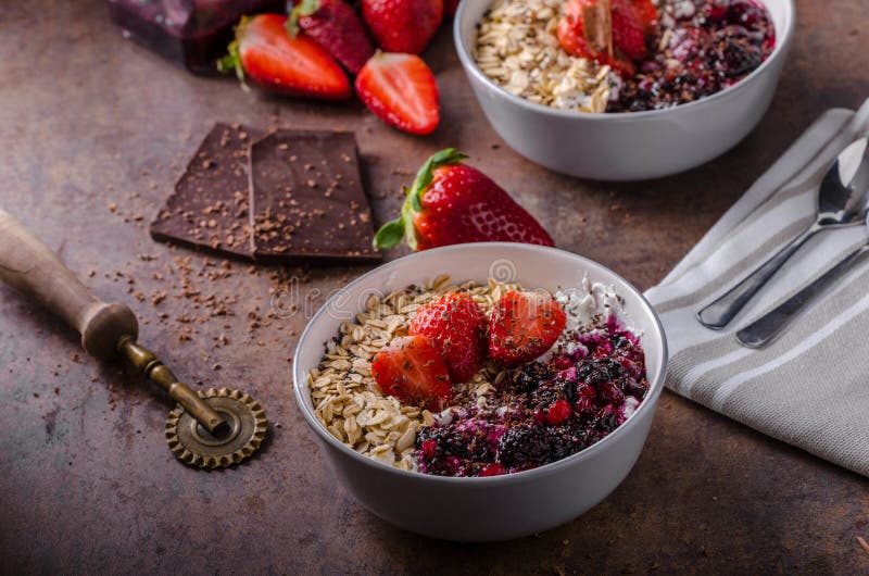 Granola with Berries and Chocolate Stock Photo - Image of berry ...