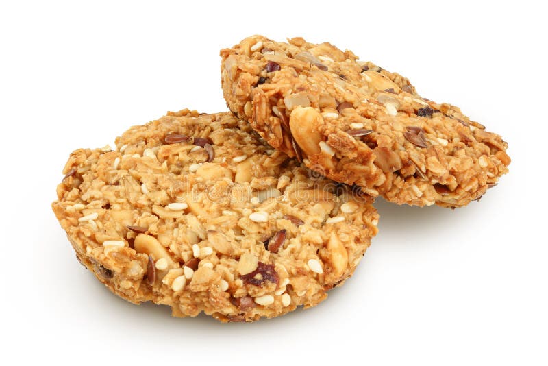 Granola Cookie Isolated on White Background with Full Depth of Field ...