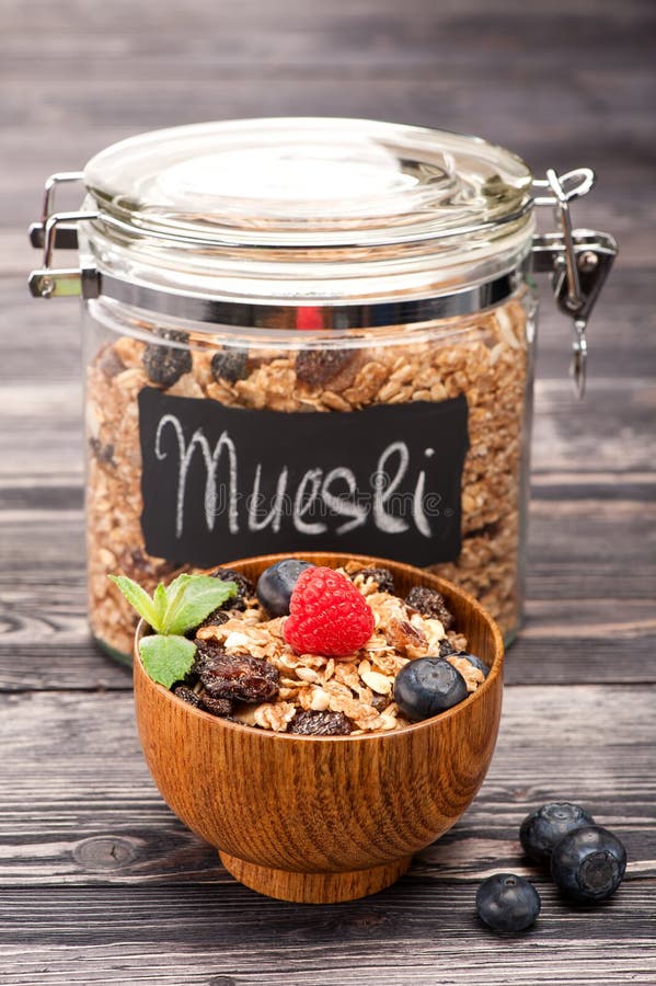 Granola muesli stock image. Image of breakfast, dried - 55692073