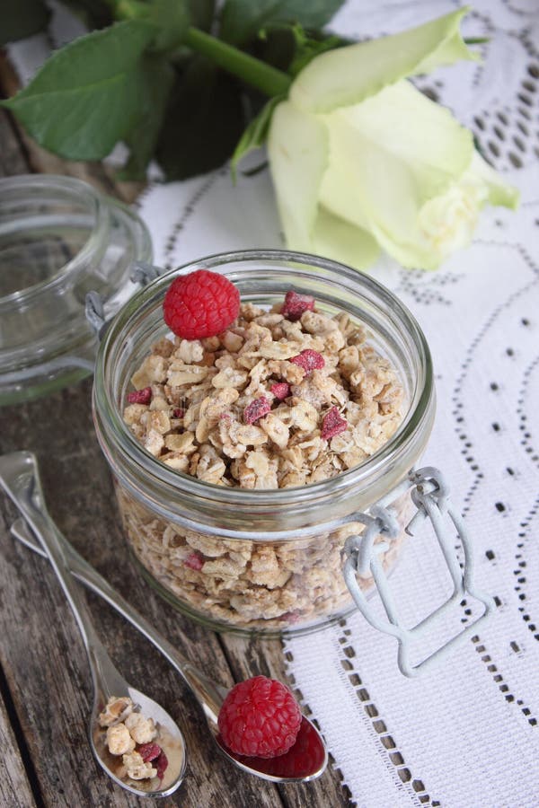 Granola with raspberry stock photo. Image of healthy - 36685570