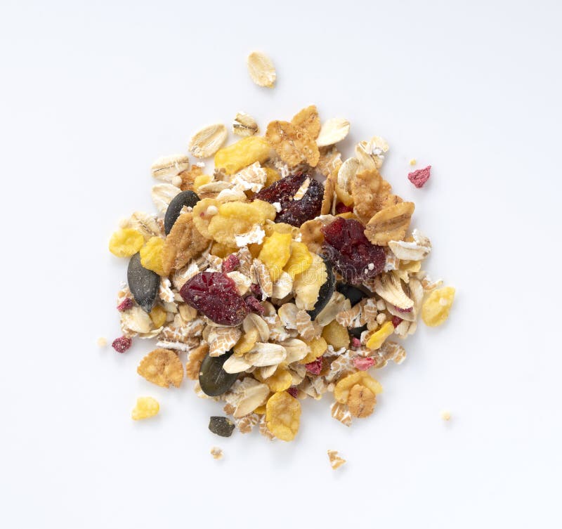 Granola on a White Background Stock Image - Image of pile, seed: 183818809