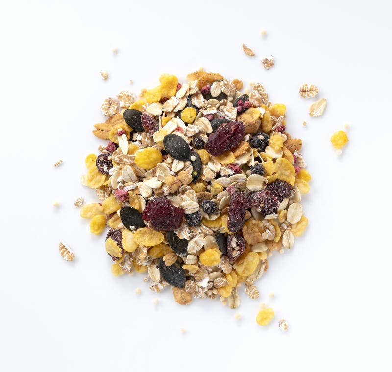 Granola on a White Background Stock Image - Image of pile, seed: 183818809