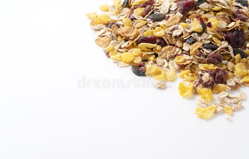 Granola on a White Background Stock Image - Image of grain, healthy ...