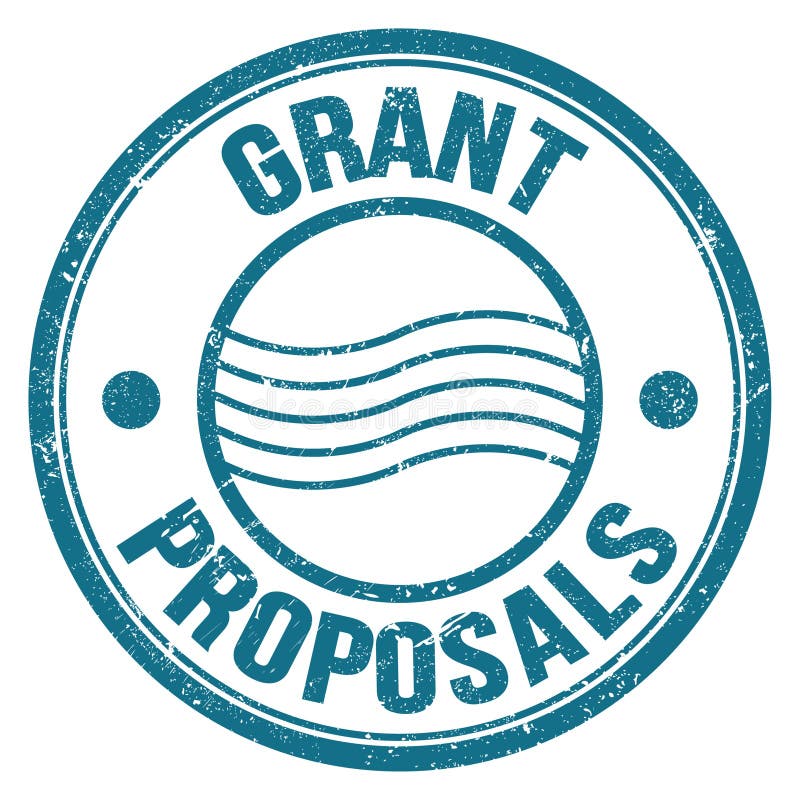 GRANT PROPOSALS Text on Blue Round Postal Stamp Sign Stock Illustration ...