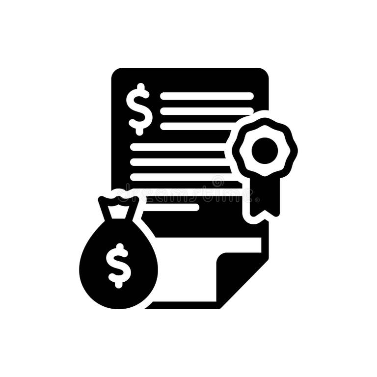 Black Solid Icon for Grants, Donation and Certificate Stock Vector ...