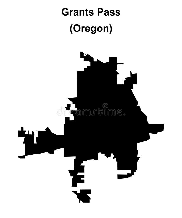 Grants Pass outline map stock vector. Illustration of detailed - 357530521