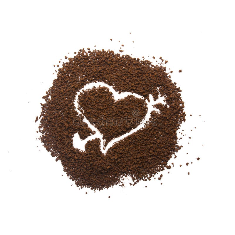 Granular coffee heart sign stock photo. Image of heart - 68998444