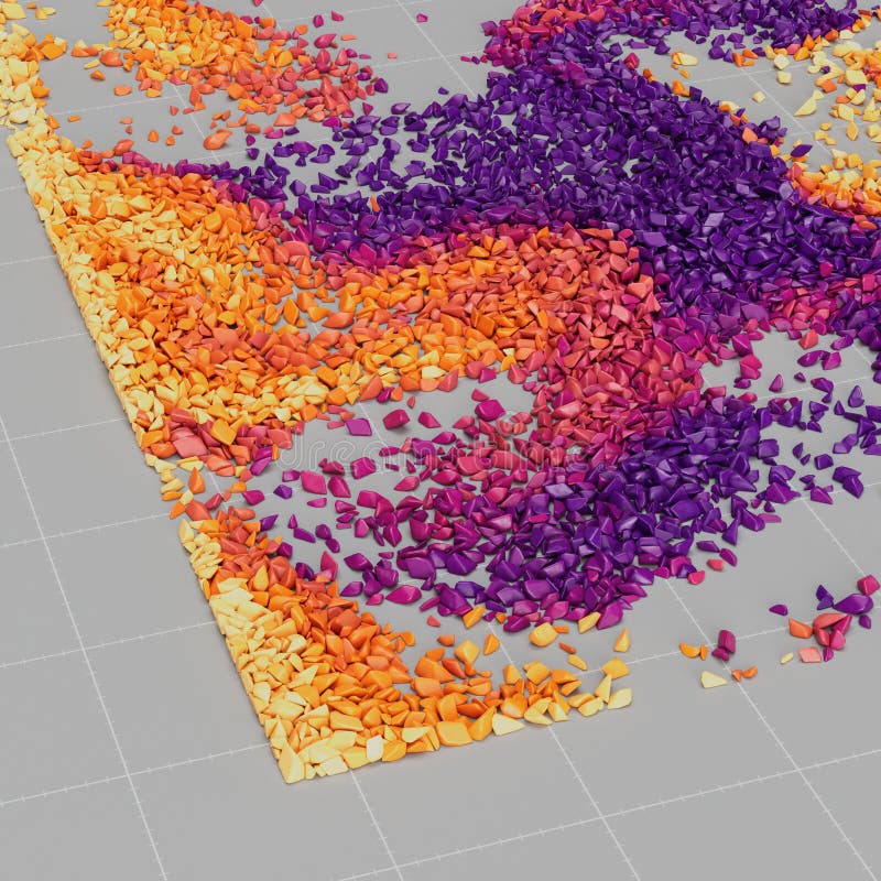 Granular Pattern of Scattered Red, Purple and Yellow Particles on ...