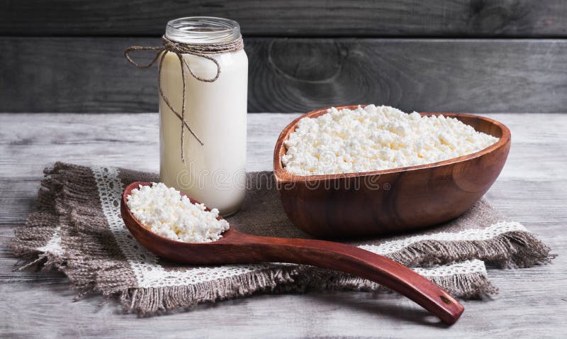 Granulated Cottage Cheese with Aromatic Herbs Stock Photo - Image of ...