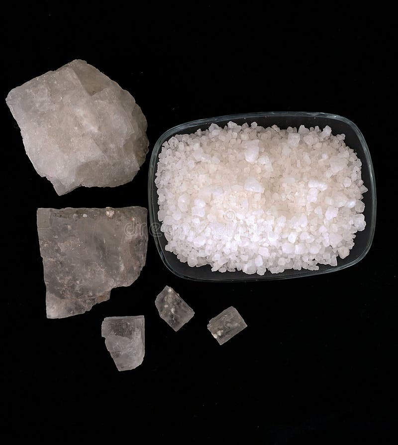 Granulated and Powdered Rock Salt, Close-up Chunks of Rock Salt Stock ...
