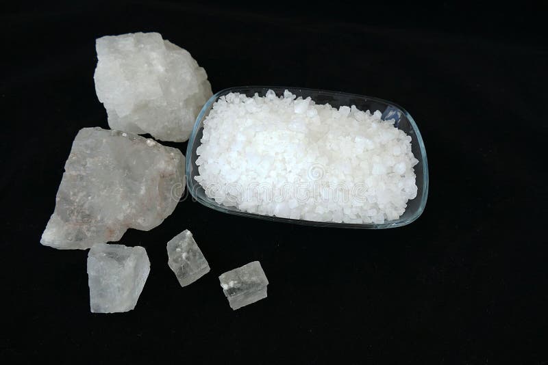 Granulated and Powdered Rock Salt, Close-up Chunks of Rock Salt Stock ...