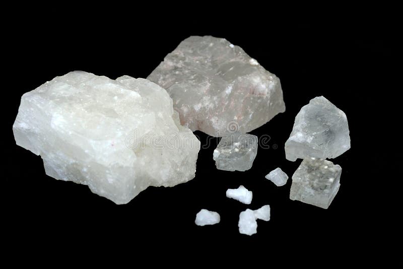 Granulated and Powdered Rock Salt, Close-up Chunks of Rock Salt Stock ...