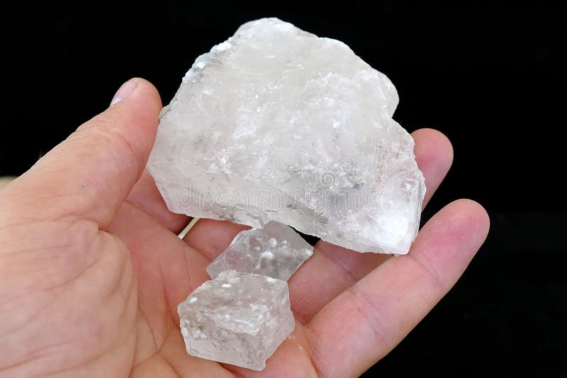 Granulated and Powdered Rock Salt, Close-up Chunks of Rock Salt Stock ...