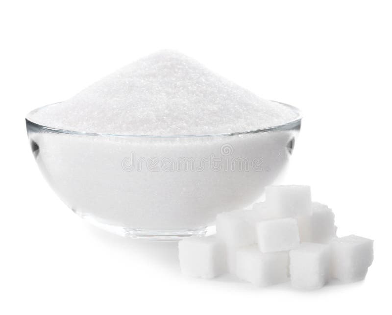 Granulated and Refined Sugar on White Background Stock Image - Image of ...