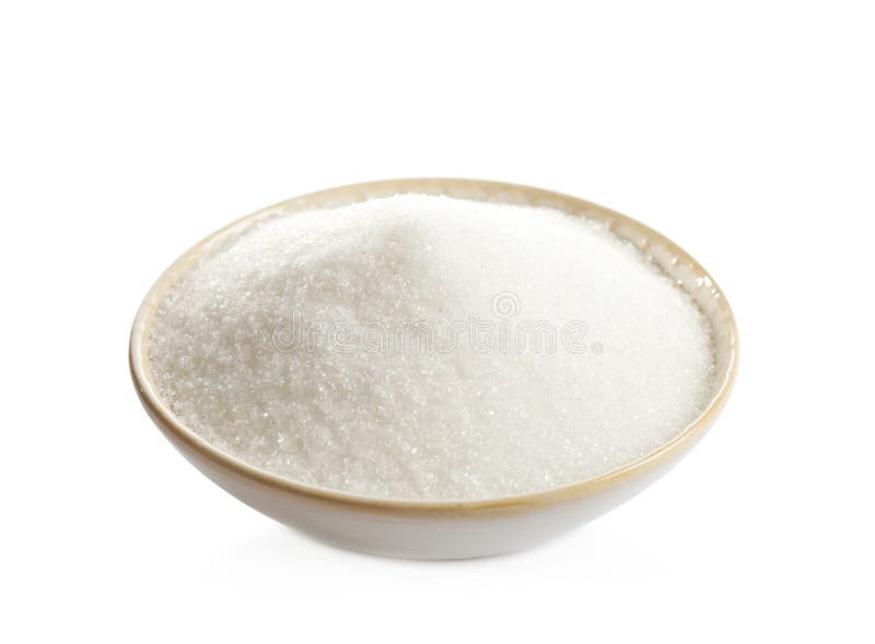 Granulated Sugar in Bowl Isolated Stock Photo - Image of cooking ...
