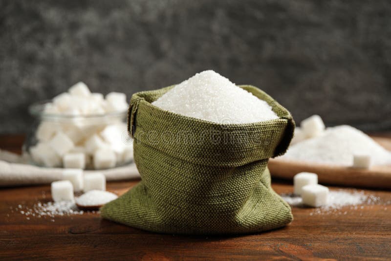Granulated Sugar in Sack on Table Stock Image - Image of tasty, product ...