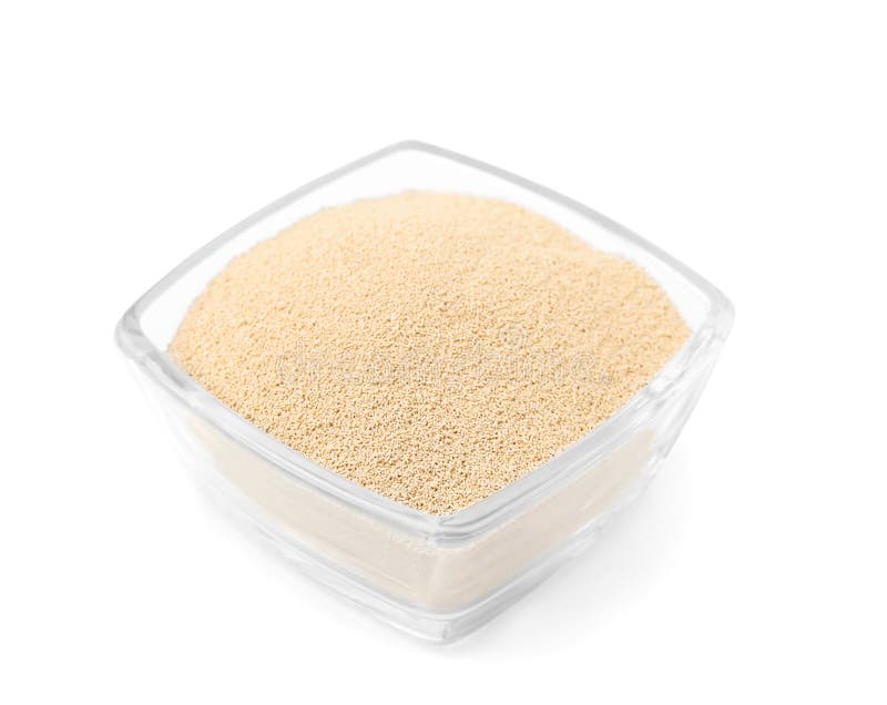 Granulated Yeast in Glass Bowl Isolated on White Stock Image - Image of ...