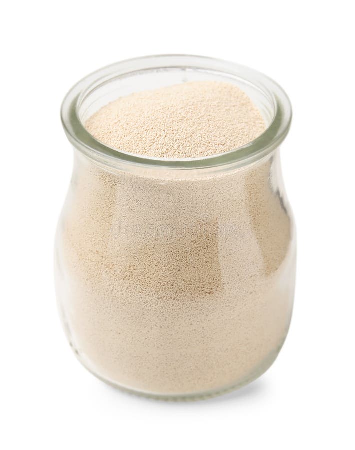 Granulated Yeast in Glass Jar Isolated on White Stock Image - Image of ...