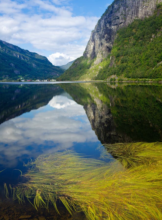 Granvinsvatnet lake stock photo. Image of moody, grass - 21266714