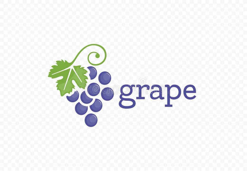 Grape Bunch with Grape Leaf Vector Design Stock Vector - Illustration ...