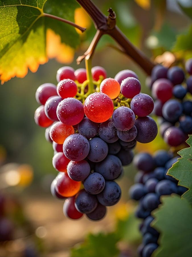 Grape Bunch in the Vineyard Stock Illustration - Illustration of growth ...
