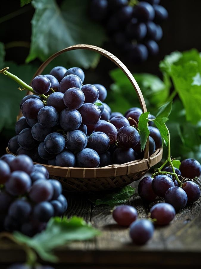 Grape Bunch in the Vineyard Stock Illustration - Illustration of ripe ...