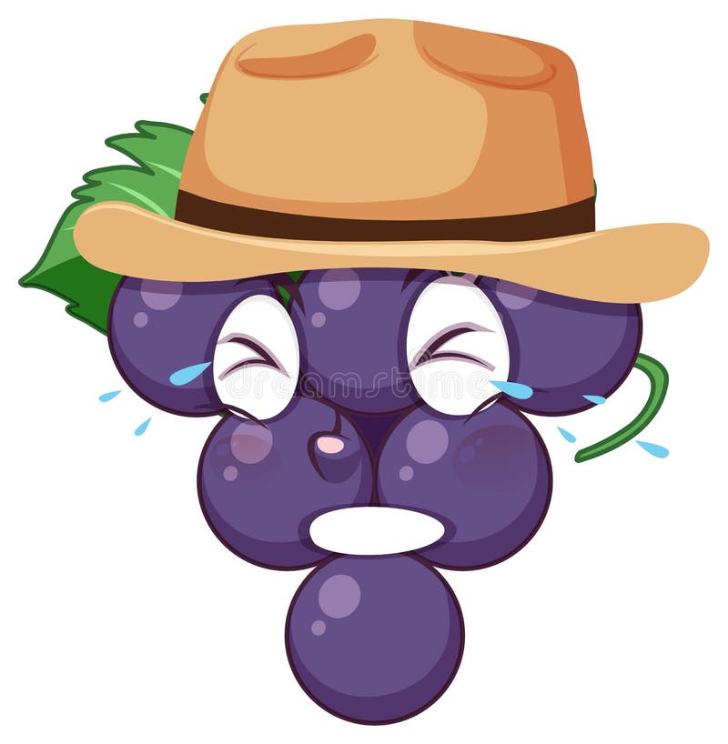 Grape Cartoon Character with Facial Expression Stock Vector ...