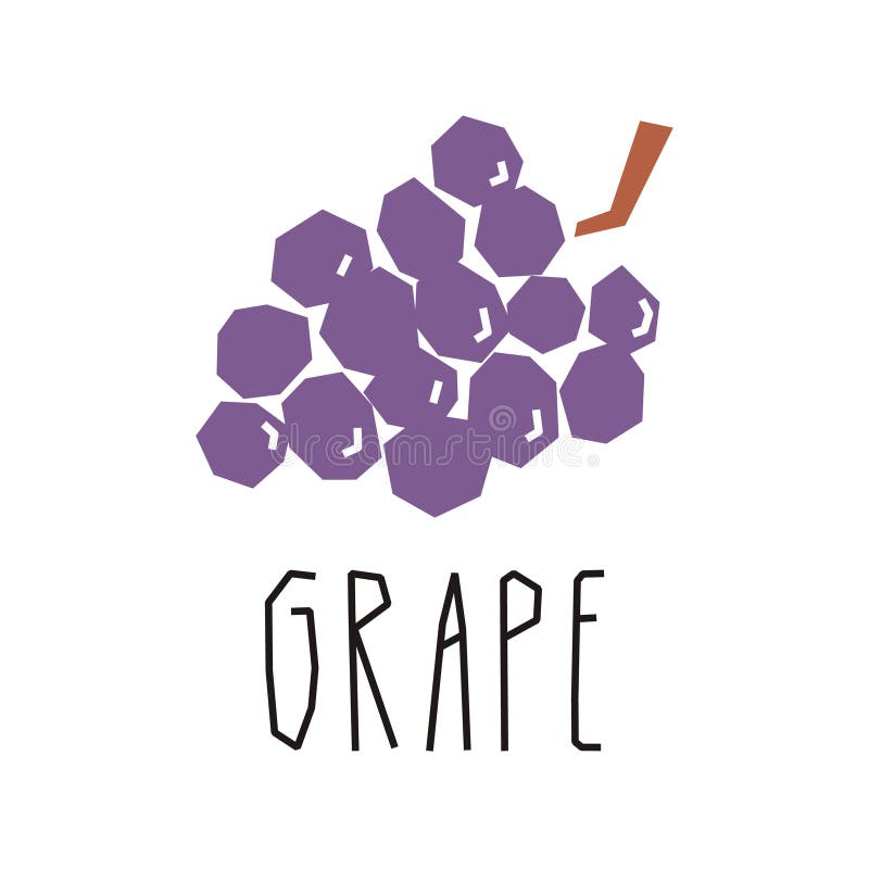 Grape in Cartoon Style on a White Background. Stock Illustration ...
