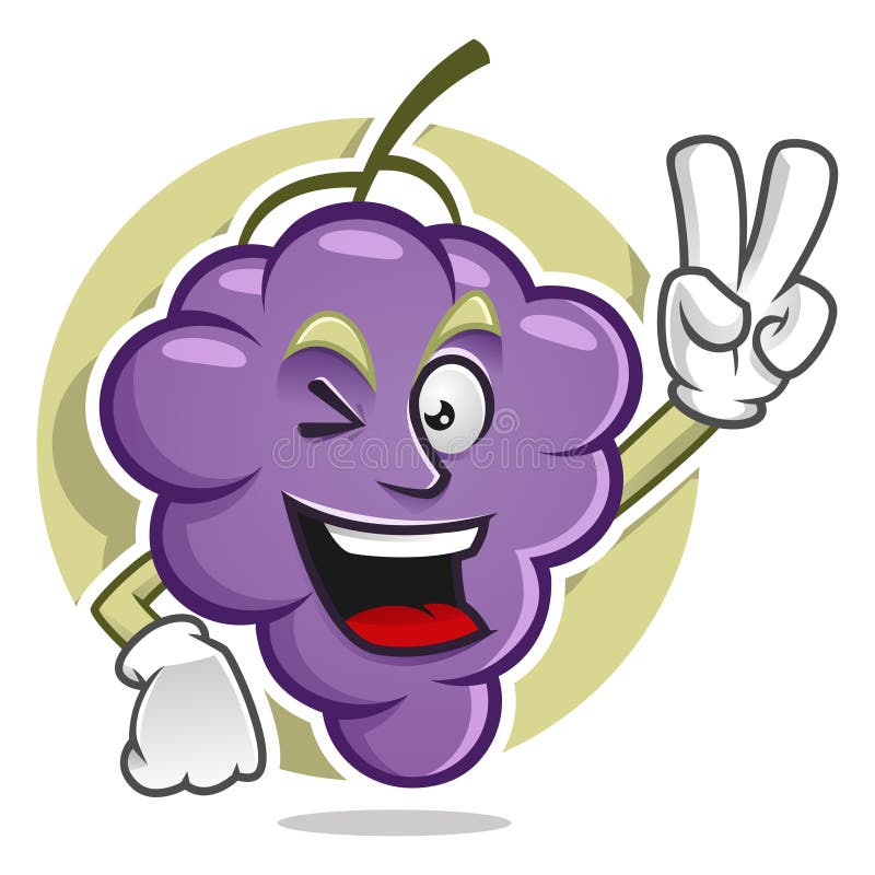 Peace Grape Mascot. Vector of Grape Character. Grape Logo Stock Vector ...