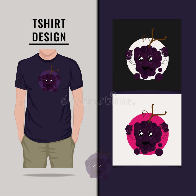 Grape Character T Shirt Design Vector Illustration Stock Vector ...