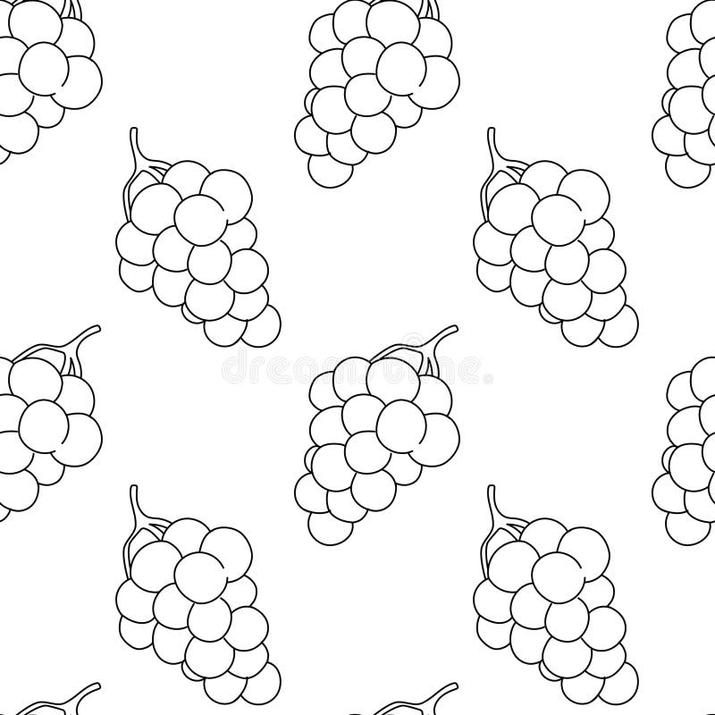 Grape Clusters Pattern Design with Detailed Outlines for Backgrounds ...