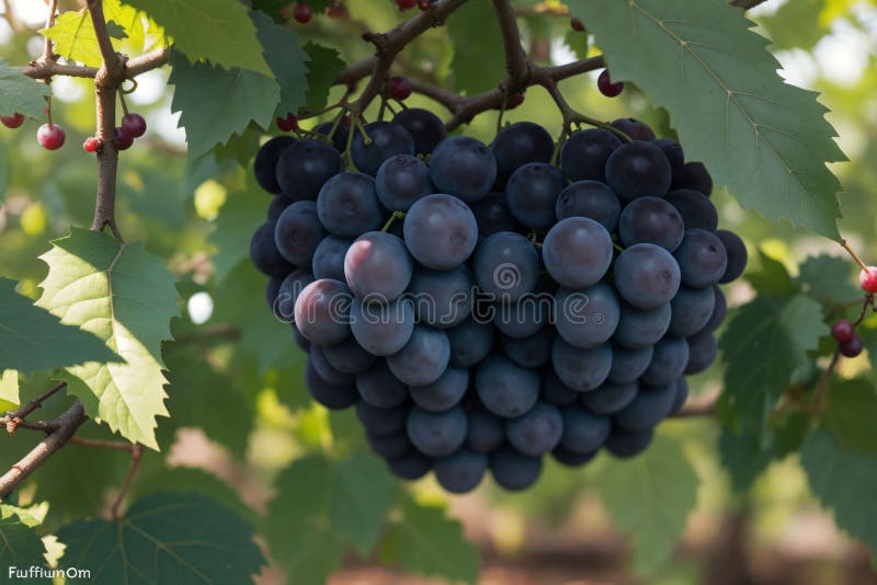 Grape Clusters on a Vine Ready for Harvest Stock Illustration ...
