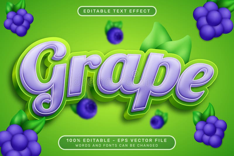 Grape 3d Text Effect and Editable Text Effect with Grape and Leaf Stock ...