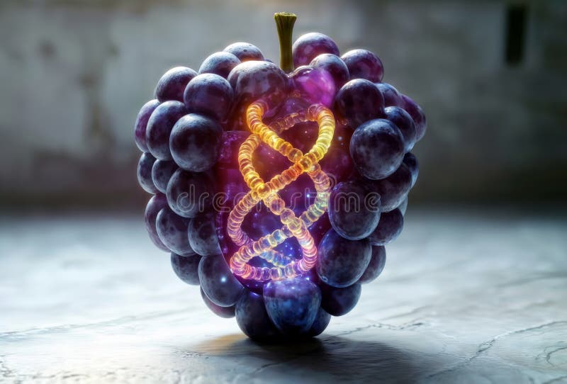 Grape Helix Symbolism: DNA Helix within Grape Cluster Image ...