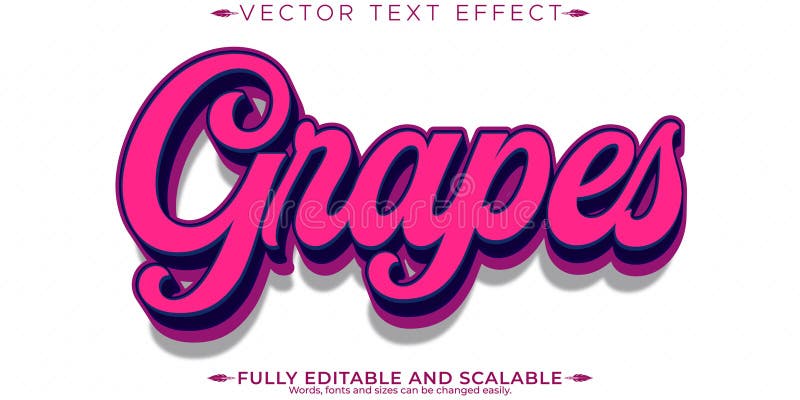 Grape Editable Text Effect, Editable Fruit and Food Text Style Stock ...