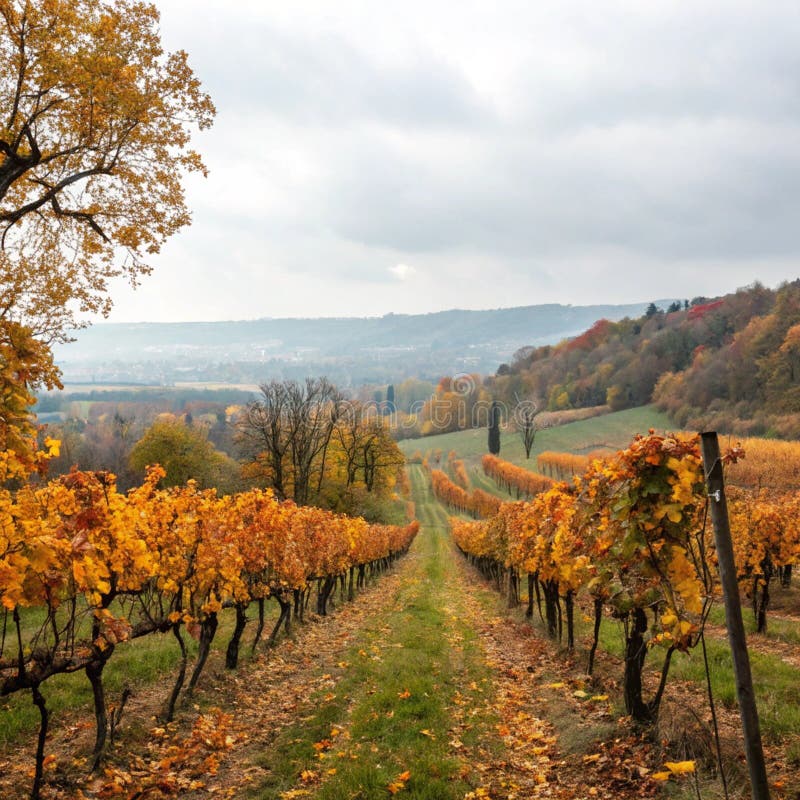 Grapes Fields during Winter Fall Autumn Days Stock Illustration ...