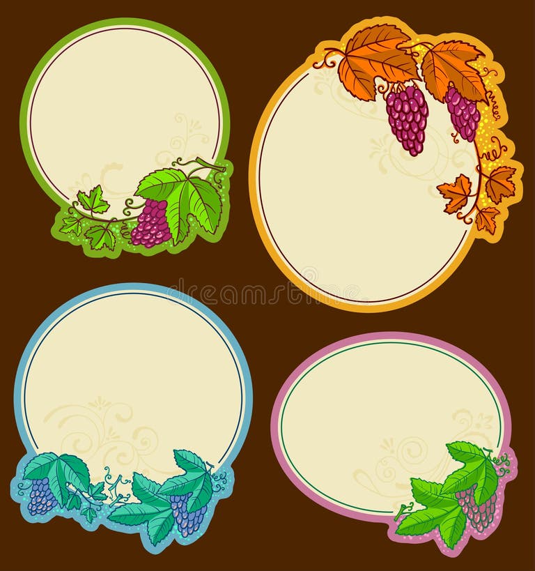 Grape Vector Vine Border Round Stock Illustrations – 134 Grape Vector ...