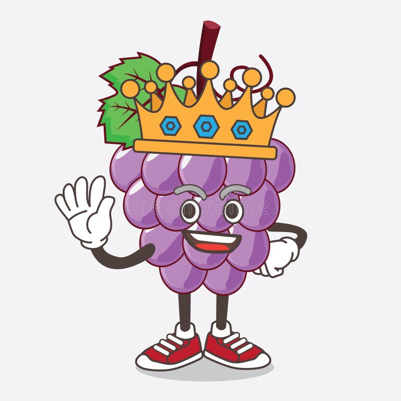 Grape Fruit Cartoon Mascot Character Stylized of King on Cartoon Mascot ...