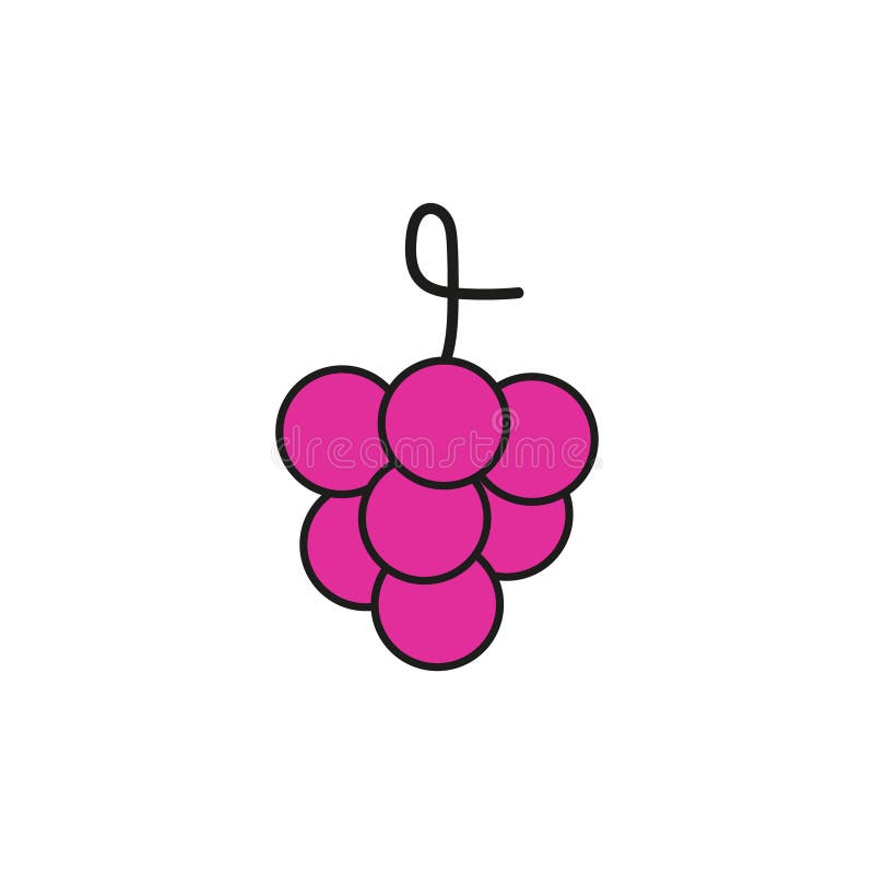 Grape Fruit Icon with Colorful Design. Simple Grape Cartoon ...